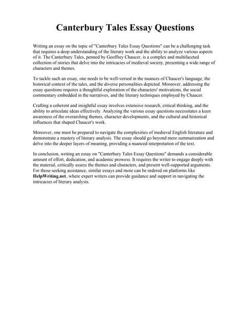 Essay On The Canterbury Tales | PDF