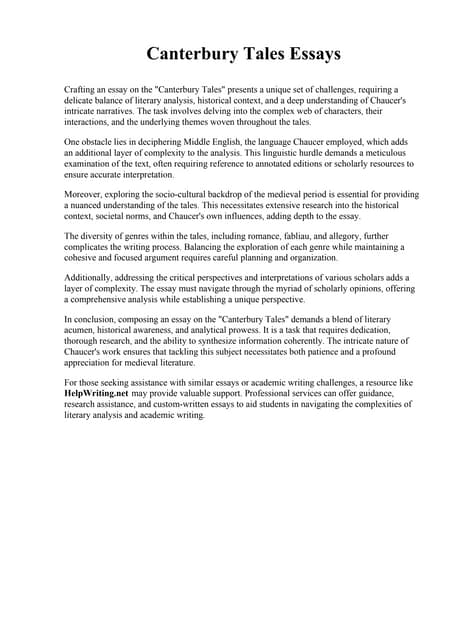 Essay On The Canterbury Tales | PDF