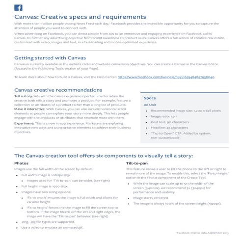 Canvas: Creative specs and requirements | PDF