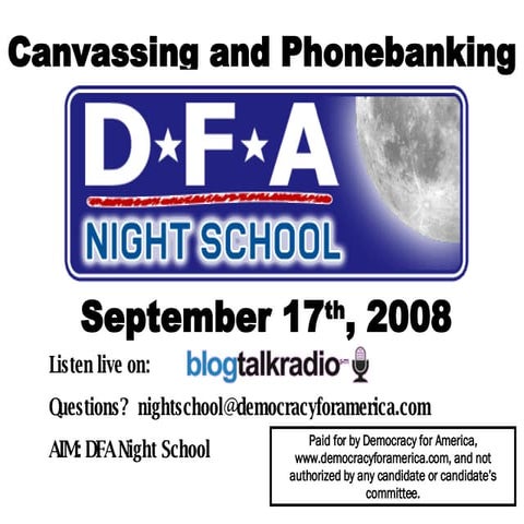 Canvassing & Phonebanking Ns 9.17.08