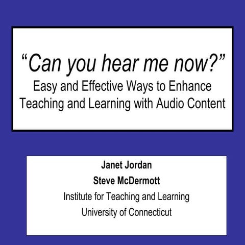Can You Hear Me Now 2 25 09 Slideshare | PPT