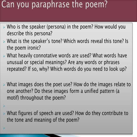 Can you paraphrase the poem | PPTX