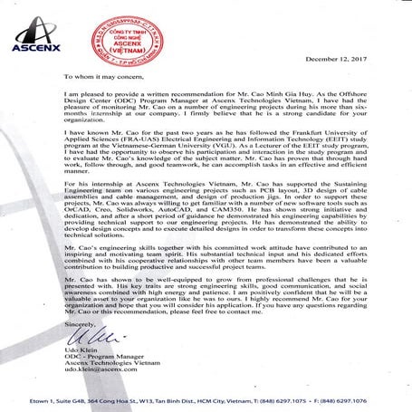Ascenx Recommendation Letter | PDF
