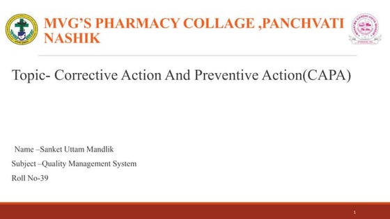 Corrective & Preventive actions (CAPA) | PPTX | Business | Business and ...