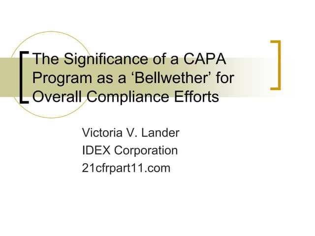 corrective and preventive action (CAPA) | PPTX