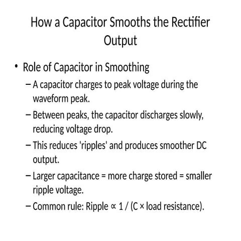 How a capacitor smooth in Alternative current. | PPTX