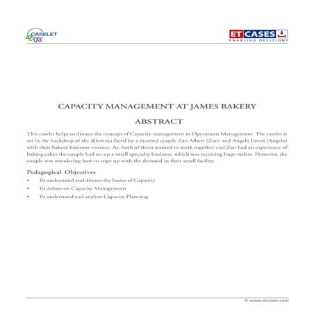 Capacity management at james bakery | PDF