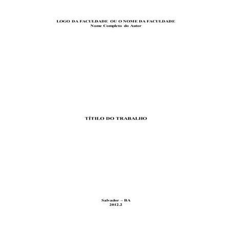 Modelo de Capa de Trabalho Acadêmico Simples | DOCX