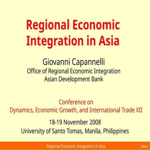 Regional Economic Integration in Asia: A Regional Cooperation | PPTX