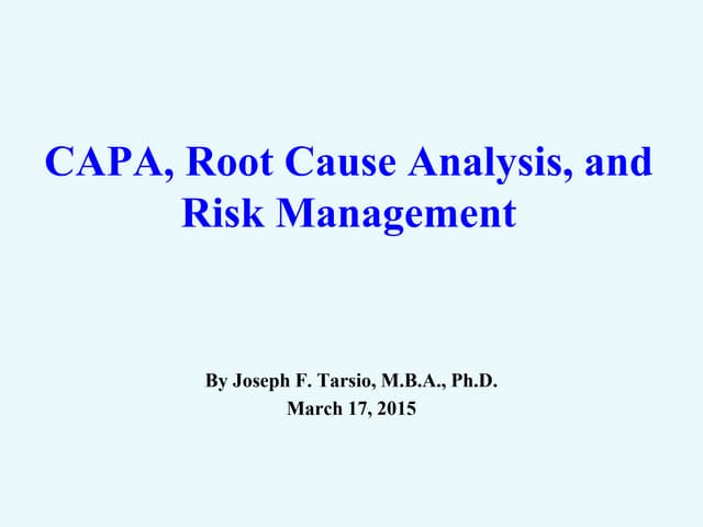 Root Cause Analysis and Corrective Actions | PPTX