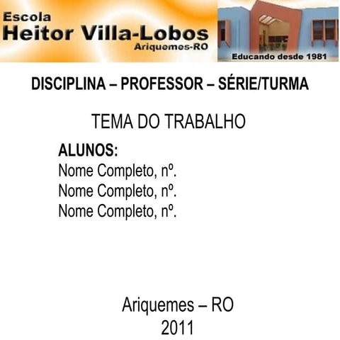 Capa trabalho slides | PPT