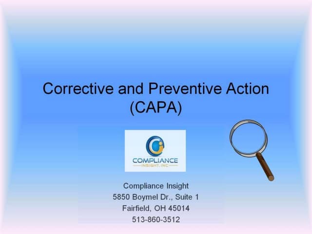 Corrective & Preventive actions (CAPA) | PPTX