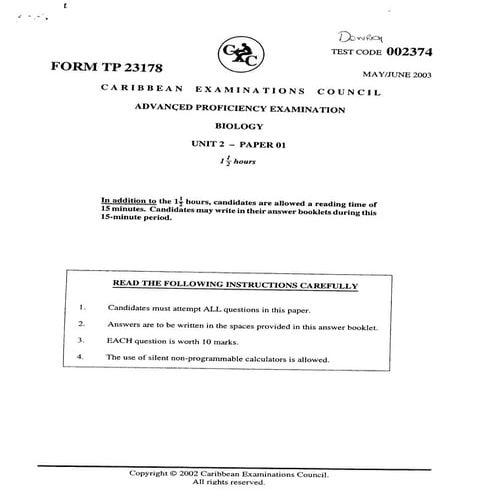 CAPE Biology 2003 U2 P1.pdf