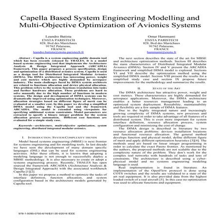 Capella Based System Engineering Modelling and Multi-Objective ...