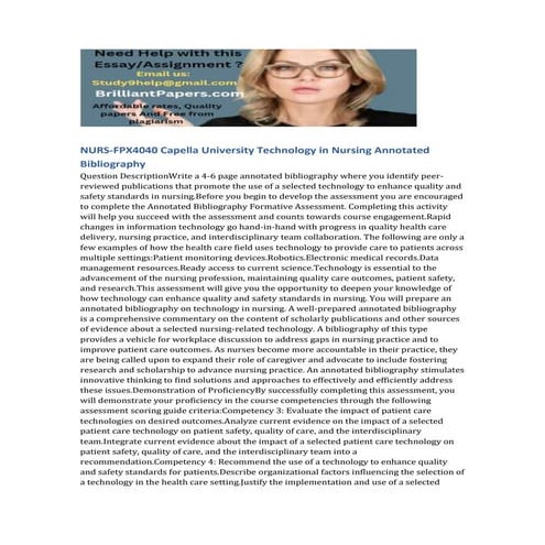 Capella University Technology in Nursing Annotated Bibliography.docx