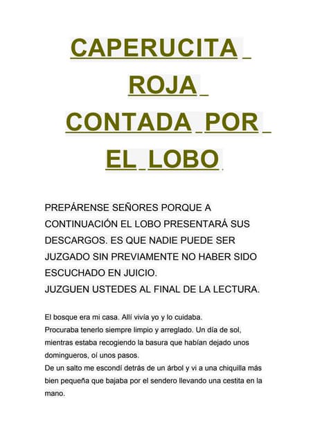 Caperucita Roja - La versión del lobo | PDF