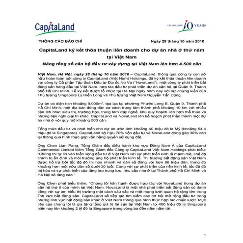 Capitaland 5th Projects In Vietnam Vie | PDF