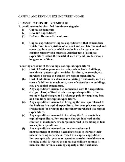 Capital & revenue expenditure | PPT | Business Accounting & Finance ...