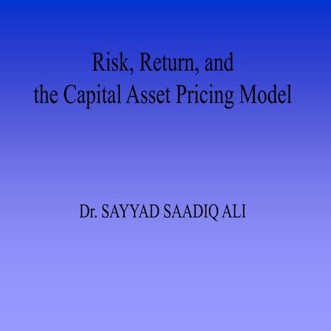 Capital Asset Pricing Model _CAPM_application | PPT