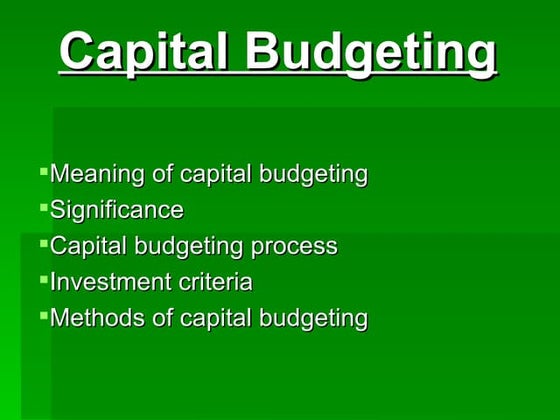 Methods of capital budgeting | PPT