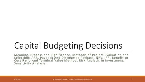 Capital budgeting ppt | PPSX | Business Accounting & Finance | Business