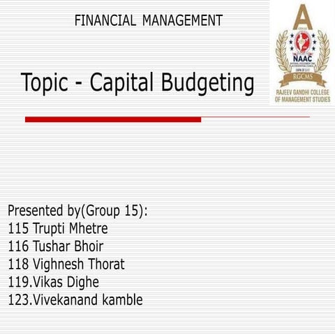 Capital Budgeting PPT Of MBA Semister 2 | PPTX