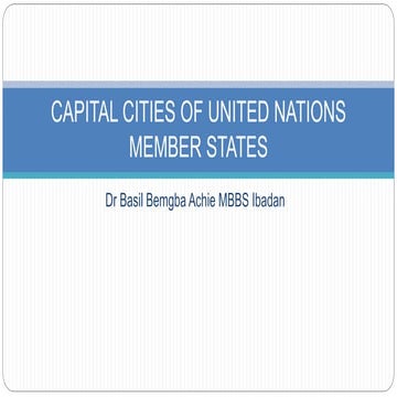 CAPITAL CITIES OF UN MEMBER STATES as of 2023 | PPTX