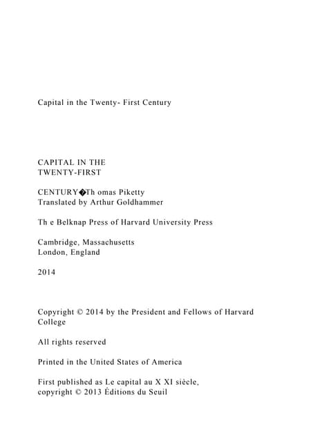 Capital in the Twenty-First Century | PDF