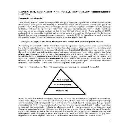 Capitalism, socialism and social democracy throughout history | PDF