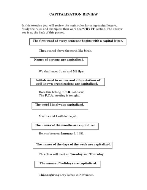 Capitalization rules | PPT