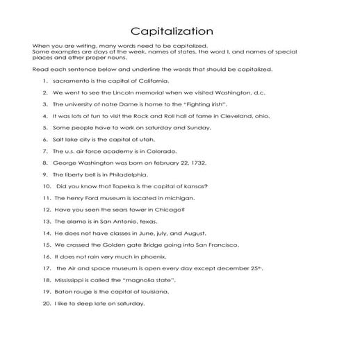 Capitalization 8 | PDF | North America Travel | Travel Locations