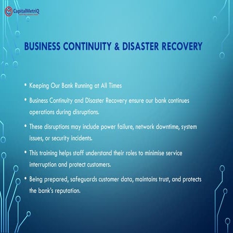 Business Continuity & Disaster Recovery, Keeping Our Bank Running at ...