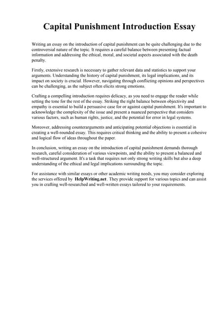 Capital Punishment Essay. Washburn University | PDF