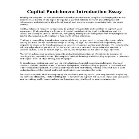 Capital Punishment Introduction Essay. Speech against capital ...