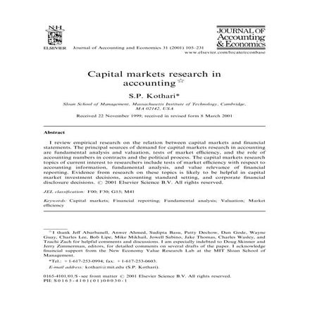 Capital research in accounting khotari | PDF