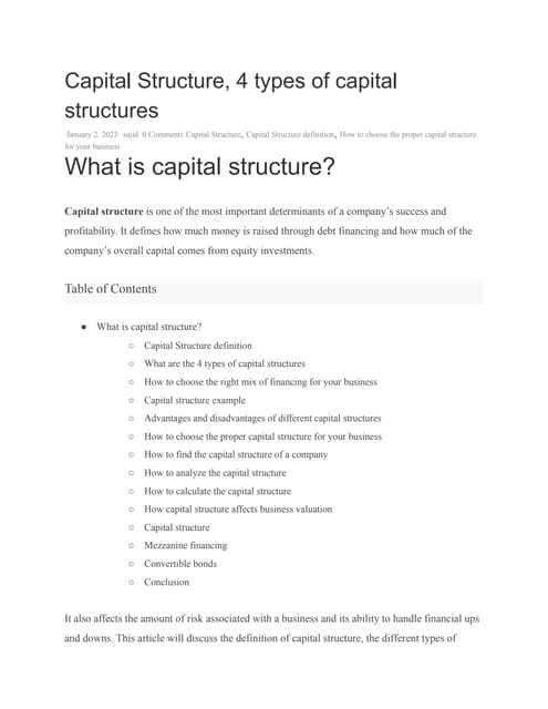 Capital structure | PPT