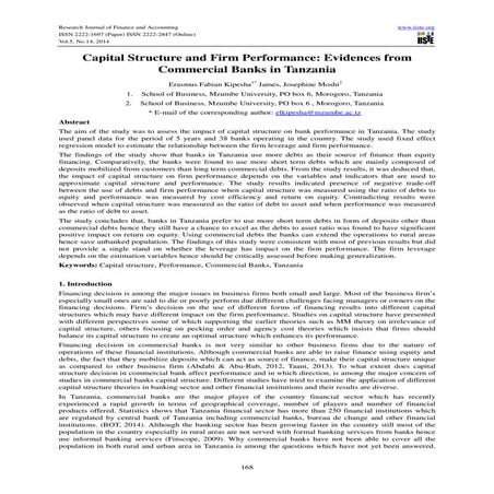 Capital structure and firm performance evidences from | PDF