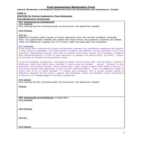 Ca post asmnt moderation form (part 2) kl 2nd review by subang | DOCX