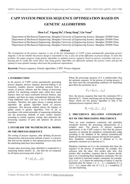 Capp System Process Sequence Optimization Based On Genetic Algorithms Pdf 3817