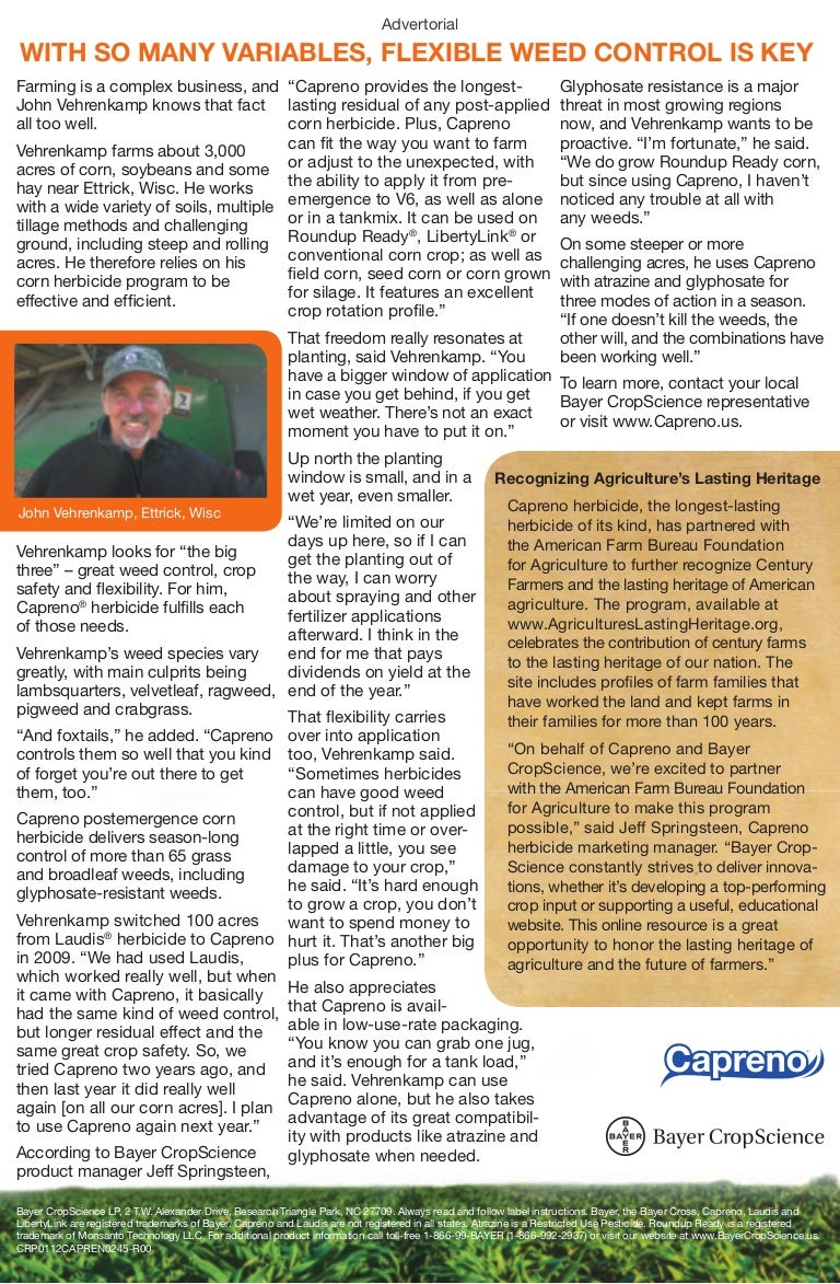 Capreno Corn Herbicide_2012 Man vs. Weed Advertorial Series Wisconsin
