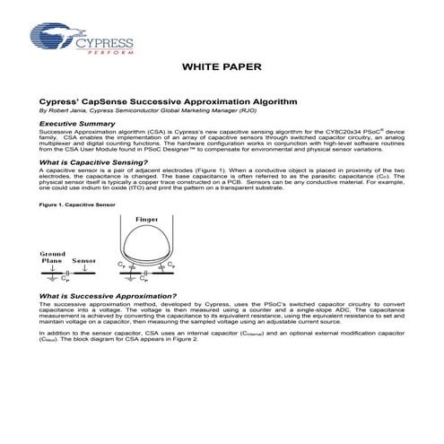 Capsense Capacitive Sensing Successive Approximation Algorithm Pdf Chemistry Science