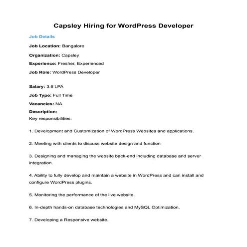 WordPress Developer Skills | PDF