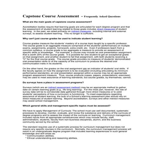 Capstone Course Assessment Faq Jan2009 | DOC