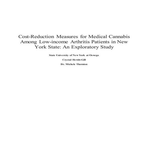 Cost Reduction Measures for Low Income Cannabis Patients | PDF
