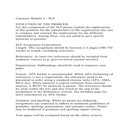Capstone Module 2 - SLPEVOLUTION OF THE PROBLEMFor this comp.docx