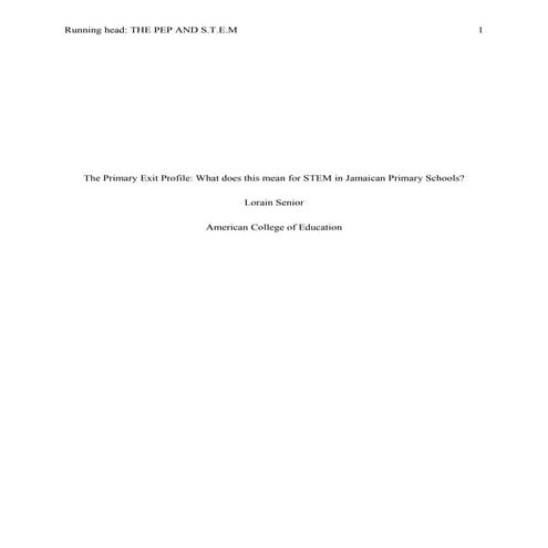 The Primary Exit Profile: What does this mean for STEM in Jamaican ...