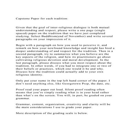 Capstone Paper for each traditionGiven that the goal of int.docx ...