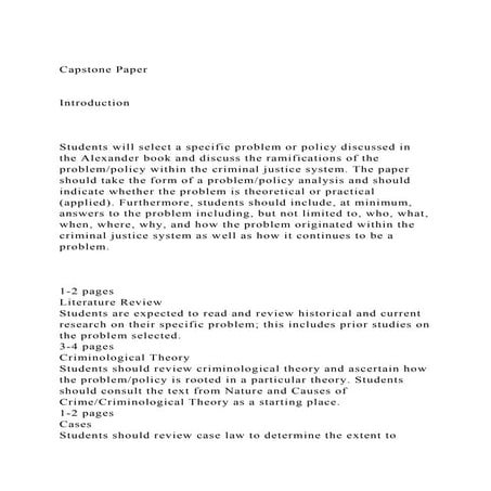 Capstone Paper Introduction Students will select a s.docx | Crime ...