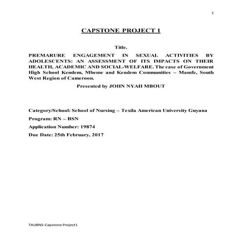 CAPSTONE PROJECT 1 | DOCX | Pregnancy | Reproductive Health