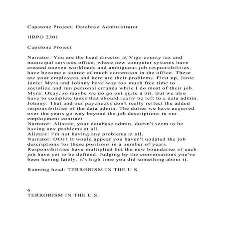 Capstone Project Database AdministratorHRPO 2301Capstone Pr.docx